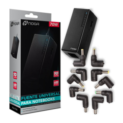 Fuente cargador universal de Notebook a 220v 70w Noganet NGA-70A - Supersistemas