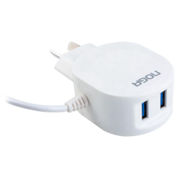 Cargador 3A - 2 USB c/ Cable USB-C Blanco Noganet NGH-3C - Supersistemas